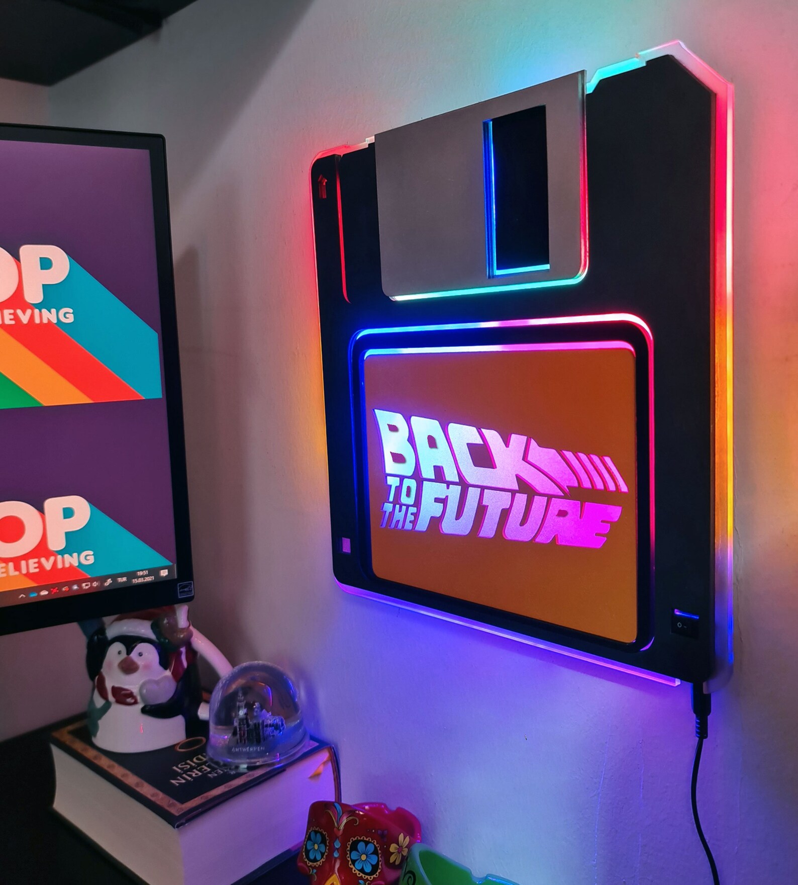 Back to the Future Illuminated Sign Floppy Disk Retro Design Back to ...