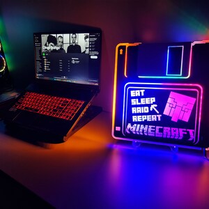 Minecraft Pillager Raid Floppy Disk Sign the Games Room Setup Gift for ...