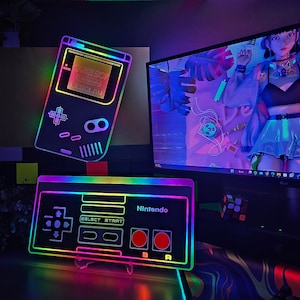 Retro Nes Controller Changing Color Light up Nintendo Neon Gameroom ...
