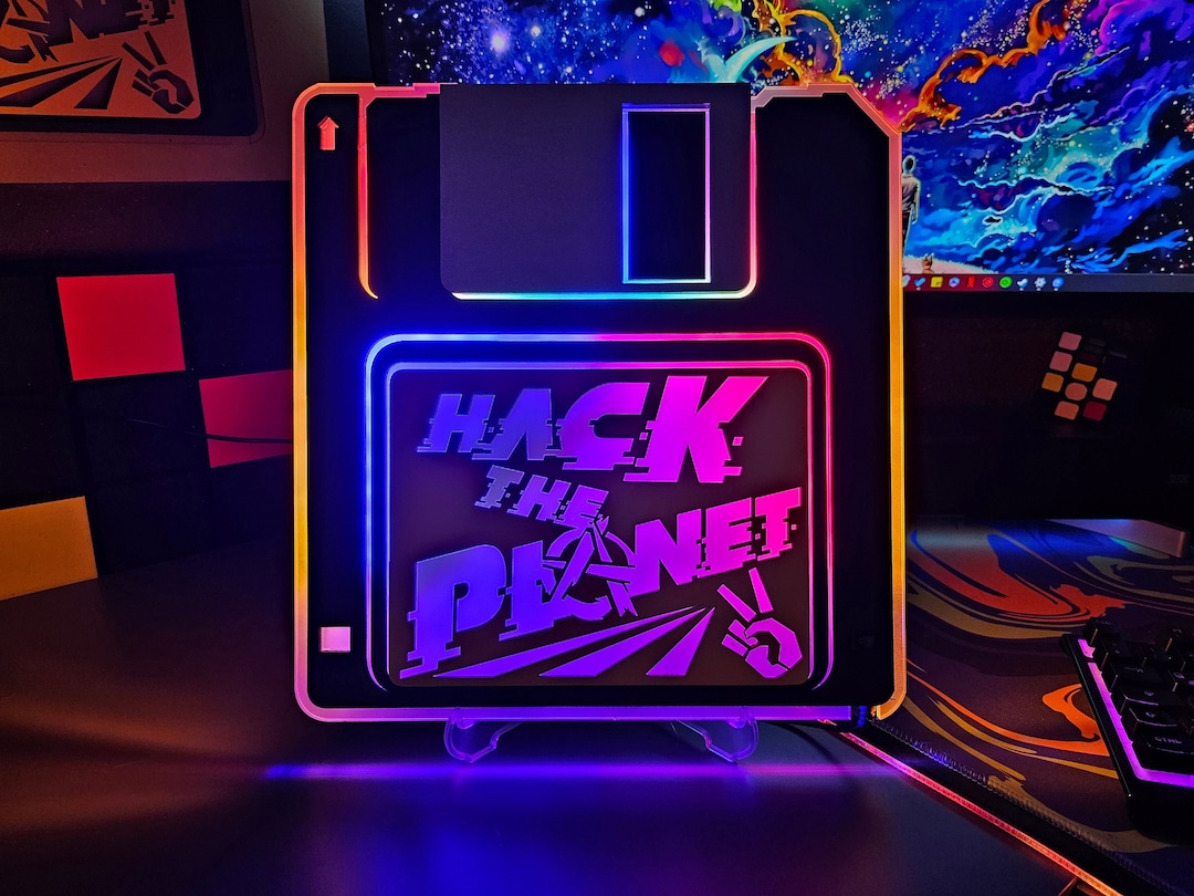 Hack the Planet Floppy Disk LED Sign: Retro Gamer Room Decor - Etsy