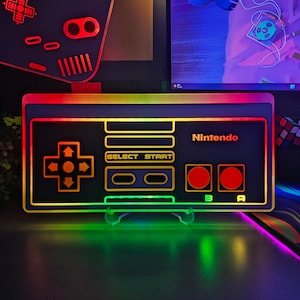 Retro Nes Controller Changing Color Light up Nintendo Neon Gameroom ...