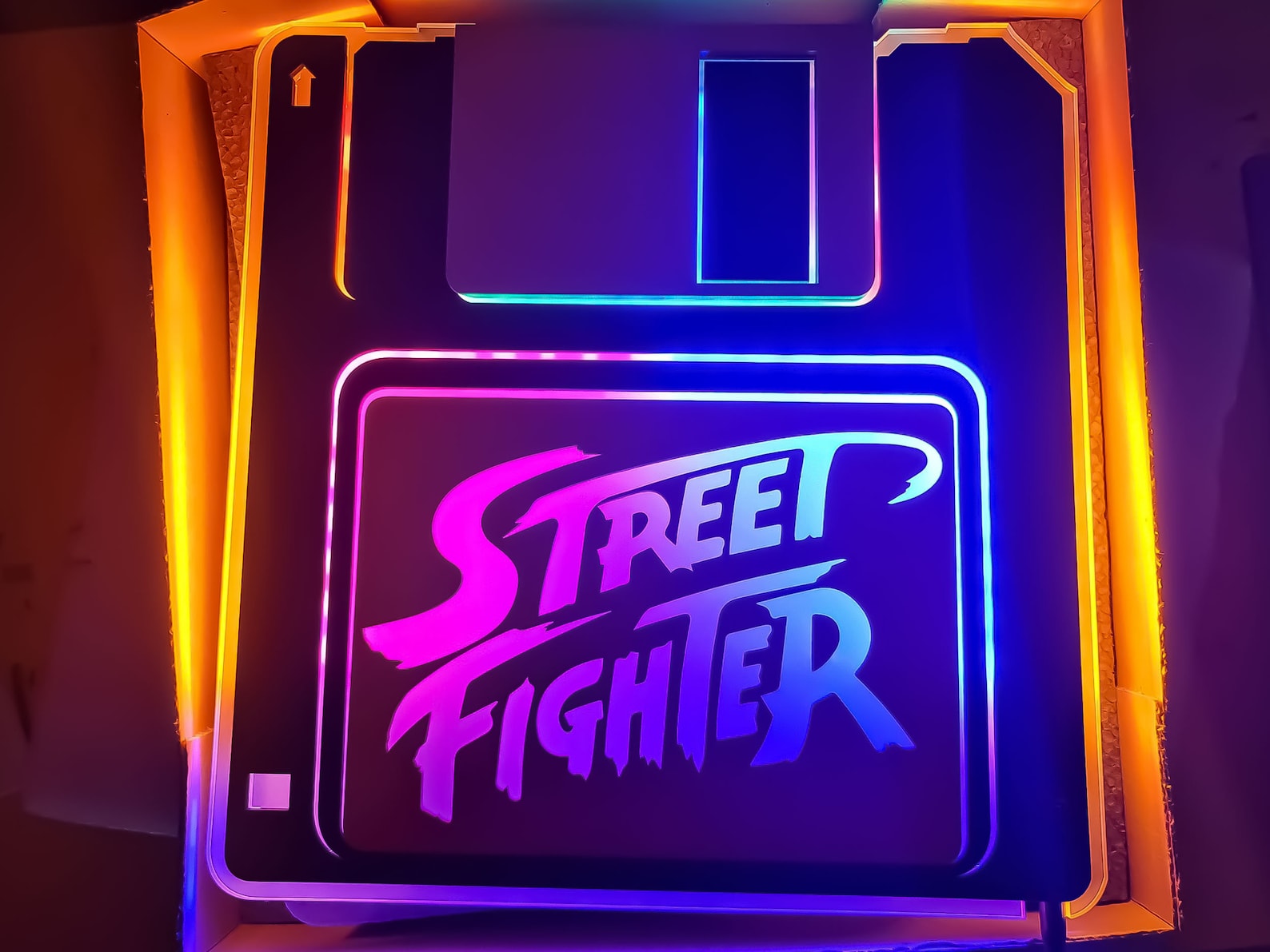 Street Fighter Led Lighted Floppy Disk Sign Retrogaming Play - Etsy