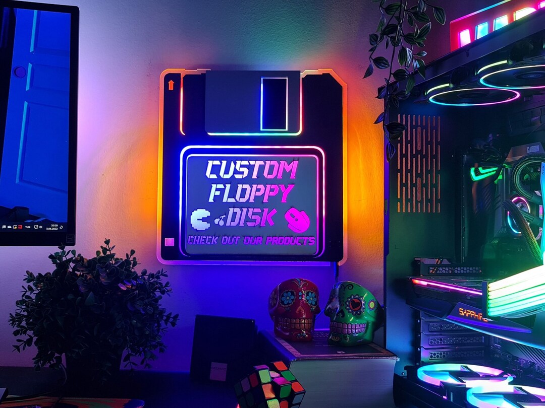 Customizable Light-up Floppy Disk for Tech Lovers | Wall Art for Retro Gaming Fans | Nerdy Gift ...