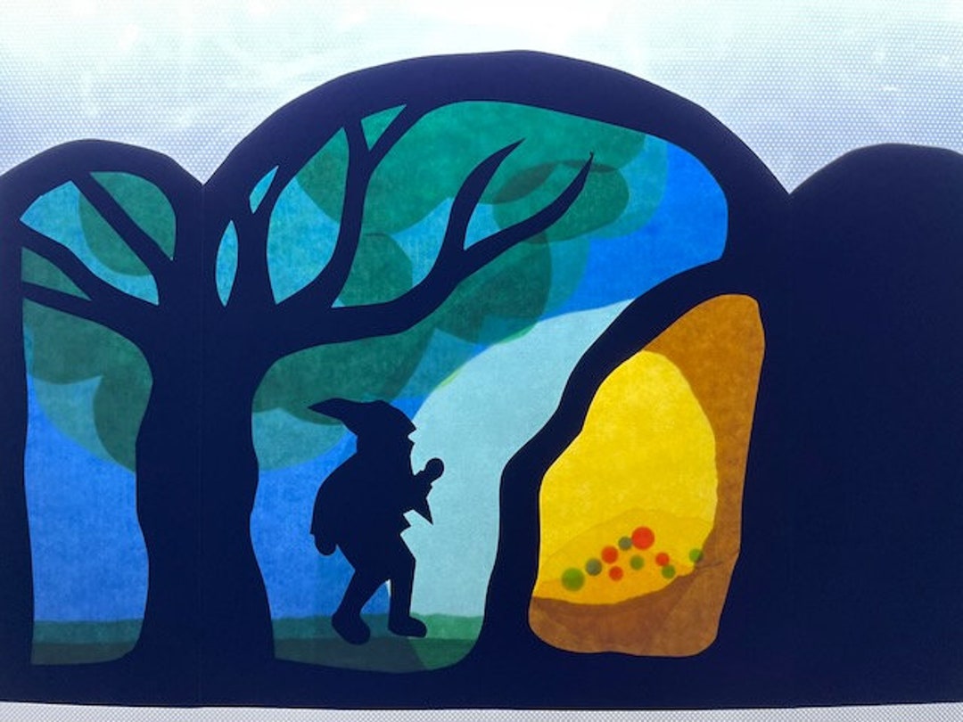 Dwarf With Treasure Cave / Shadow Play for a Tea Light / - Etsy