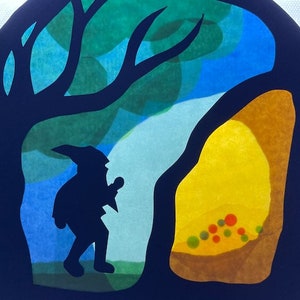 Dwarf With Treasure Cave / Shadow Play for a Tea Light / - Etsy