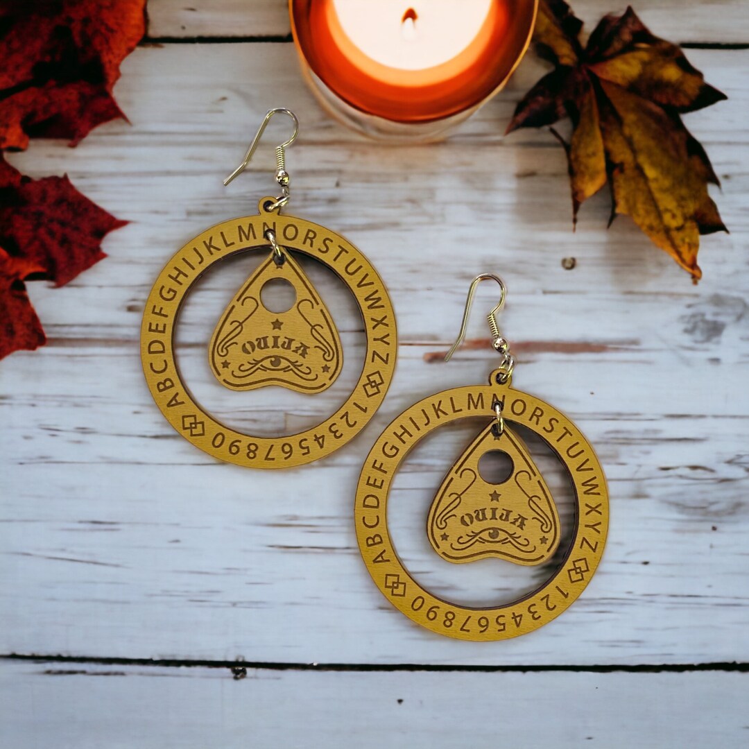 Round Ouija With Floating Planchette Earrings - Etsy