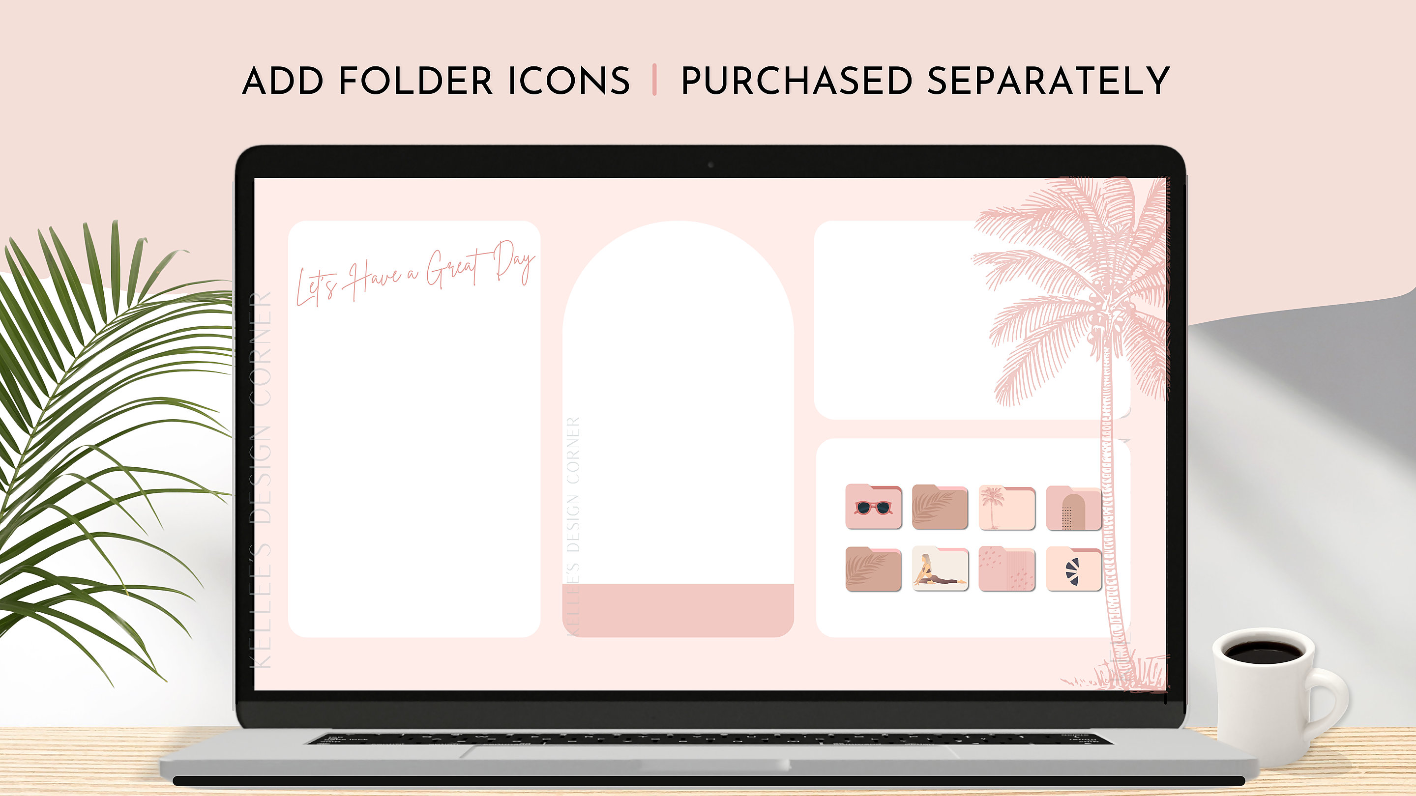 Digital Desktop Organizer - Wallpaper - Screensaver. (palm Tree. Peachy ...