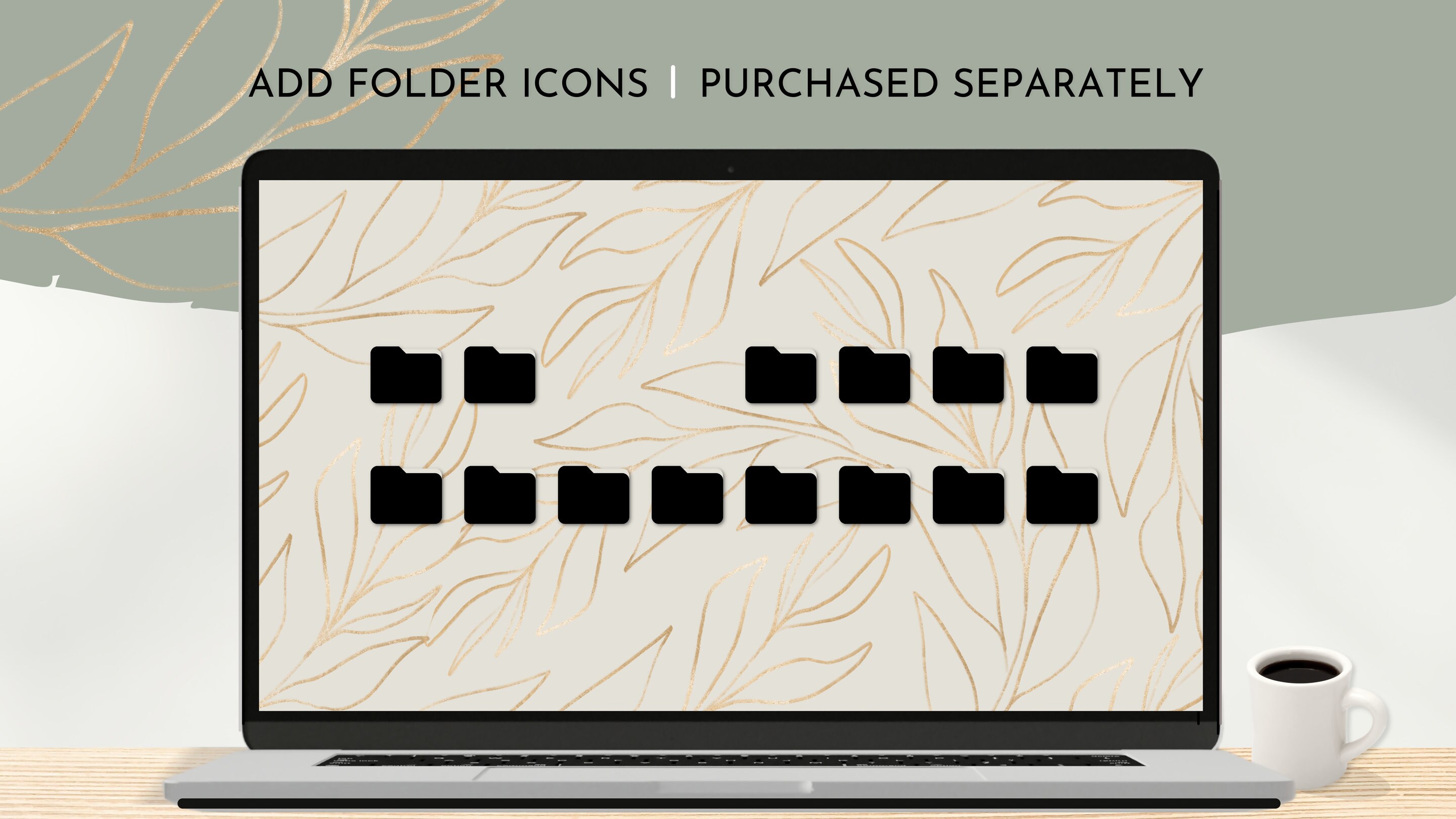 Digital Desktop Organizer Wallpaper Screensaver. olive Foil Leaf - Etsy