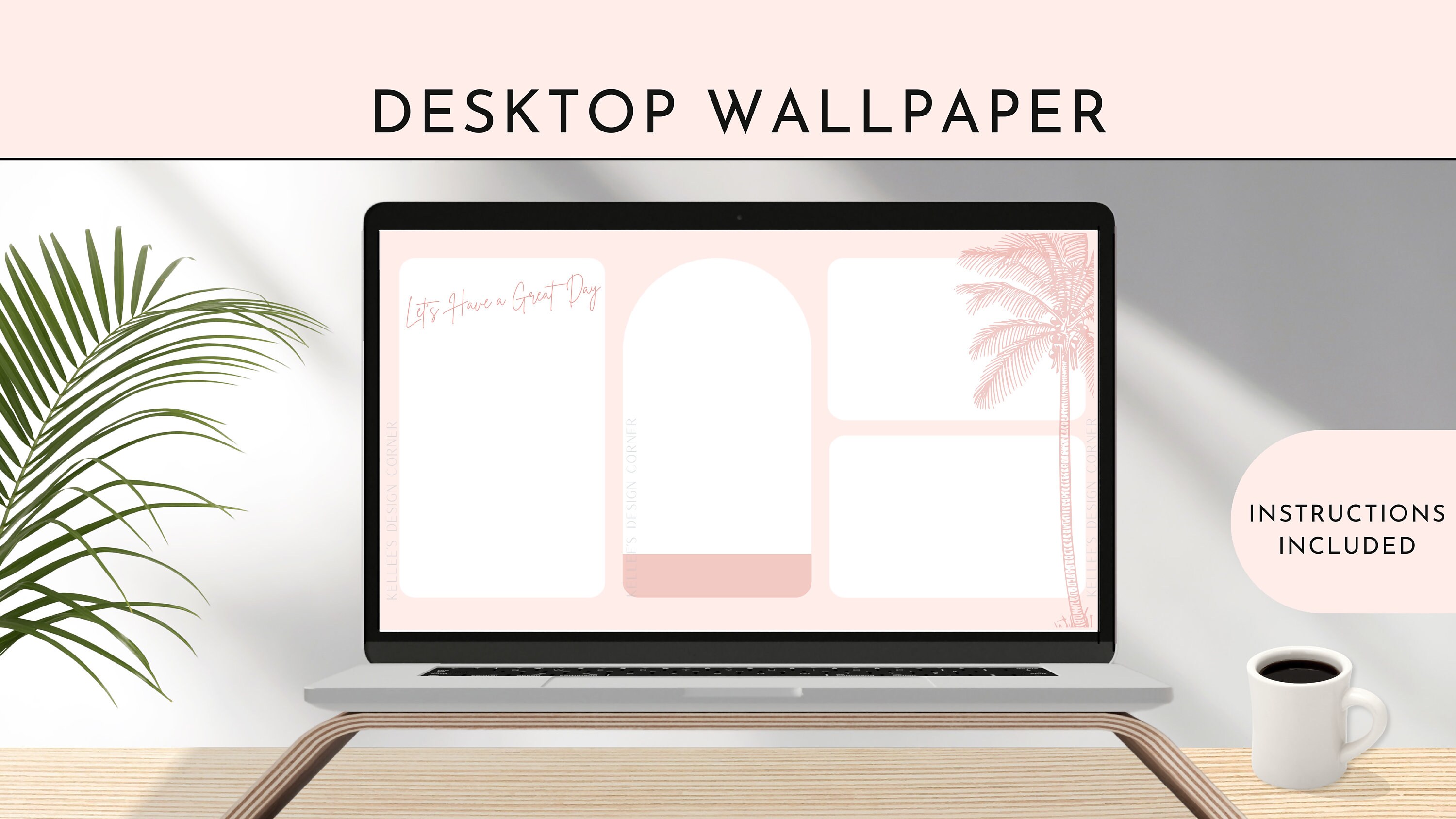 Digital Desktop Organizer - Wallpaper - Screensaver. (palm Tree. Peachy ...