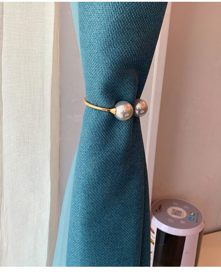 2 Set Pearl Curtain Tiebacks Elegant Bangle Style Pearl Ball Home ...
