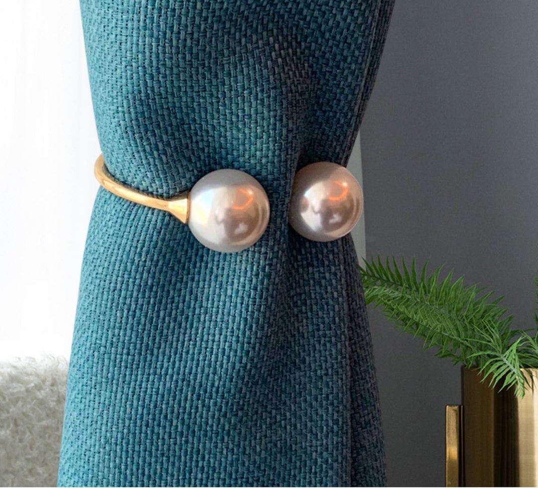 2 Set Pearl Curtain Tiebacks Elegant Bangle Style Pearl Ball Home ...