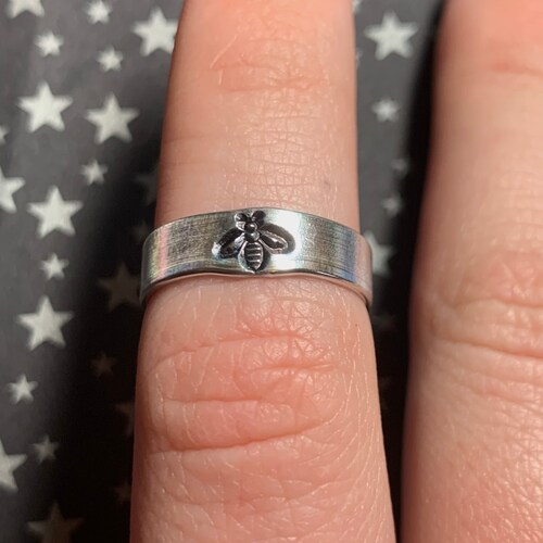 925 Sterling Silver Bee Ring Little Bee and Flower Dainty Ring - Etsy