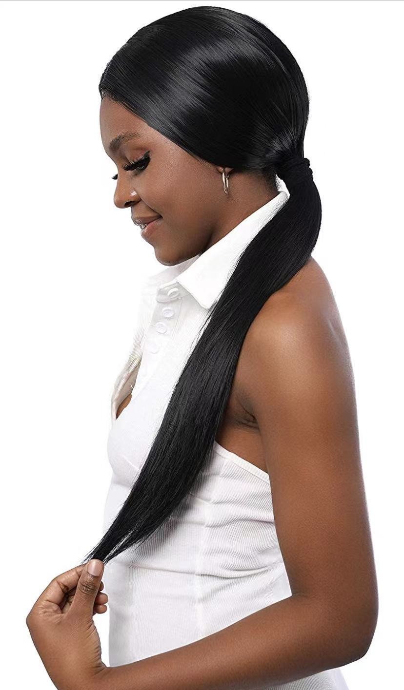 Synthetic Long Straight Wigs None Lace Heat Resistant Natural Black ...