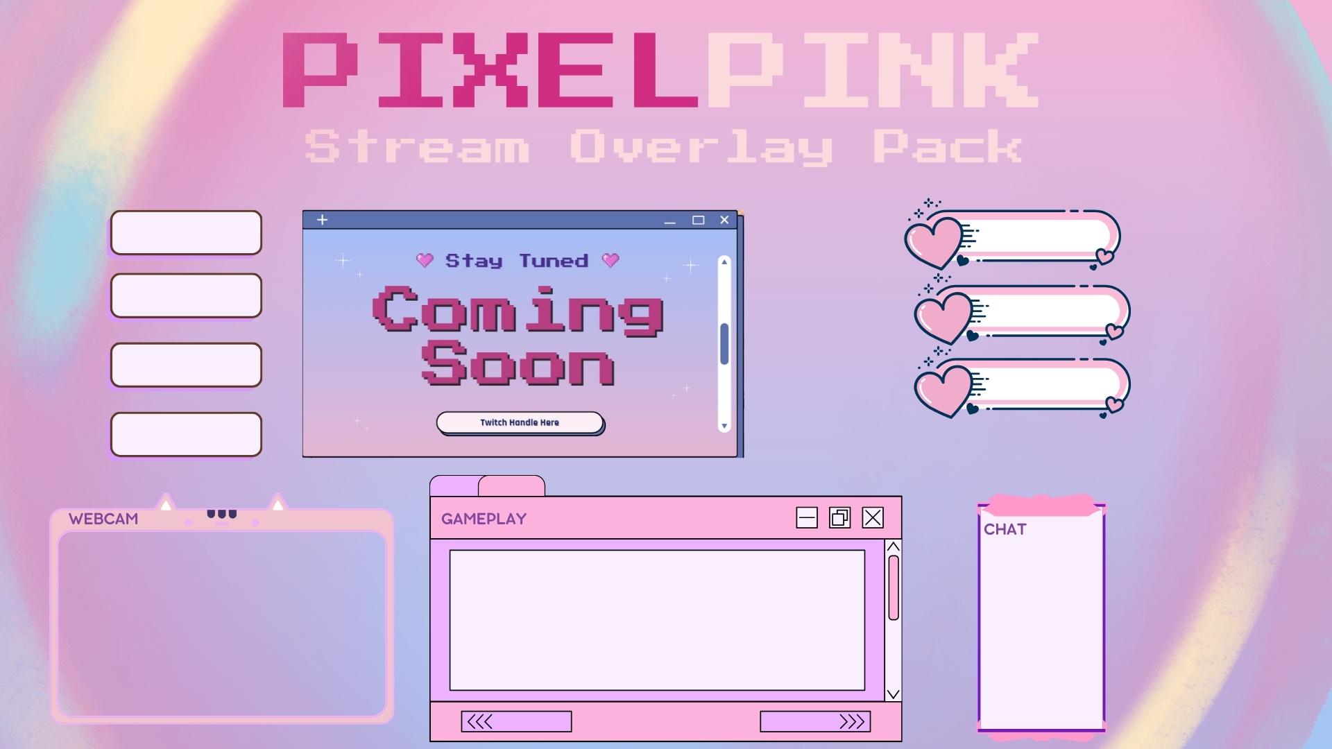 Pixel Pink Twitch Overlay Bundle Stream Graphics Gamer Overlay Digital ...