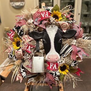 Farmhouse Cow Wreath, Farmhouse Swags, Farmhouse Wreath, Farmhouse ...