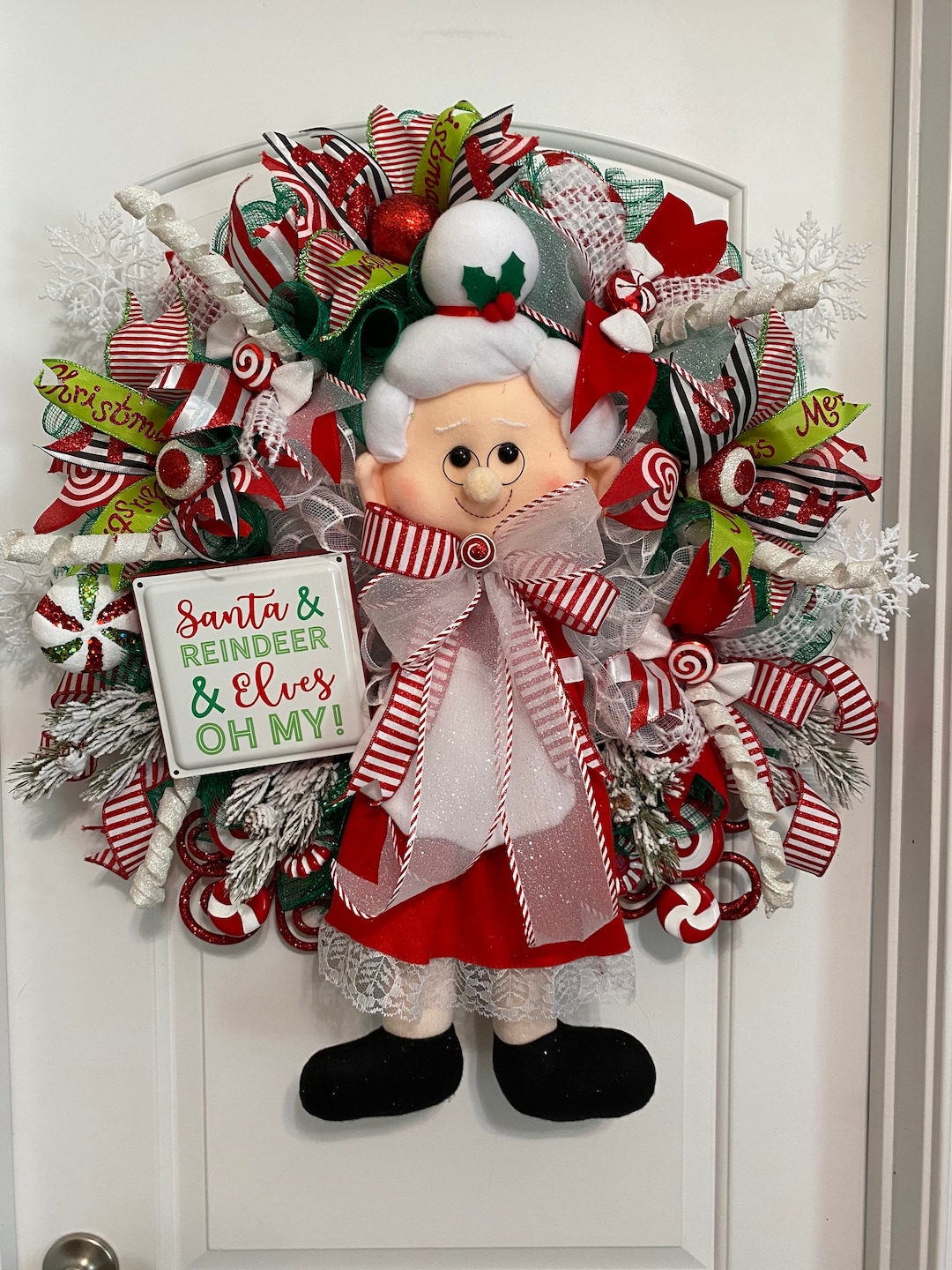 Santa Wreath, Christmas Wreath, Christmas Swag, Mrs Claus Wreath, Ms ...
