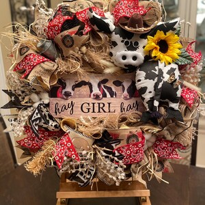 Farmhouse Cow Wreath, Farmhouse Swags, Farmhouse Wreath, Farmhouse ...