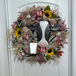 Farmhouse Cow Wreath, Farmhouse Swags, Farmhouse Wreath, Farmhouse ...