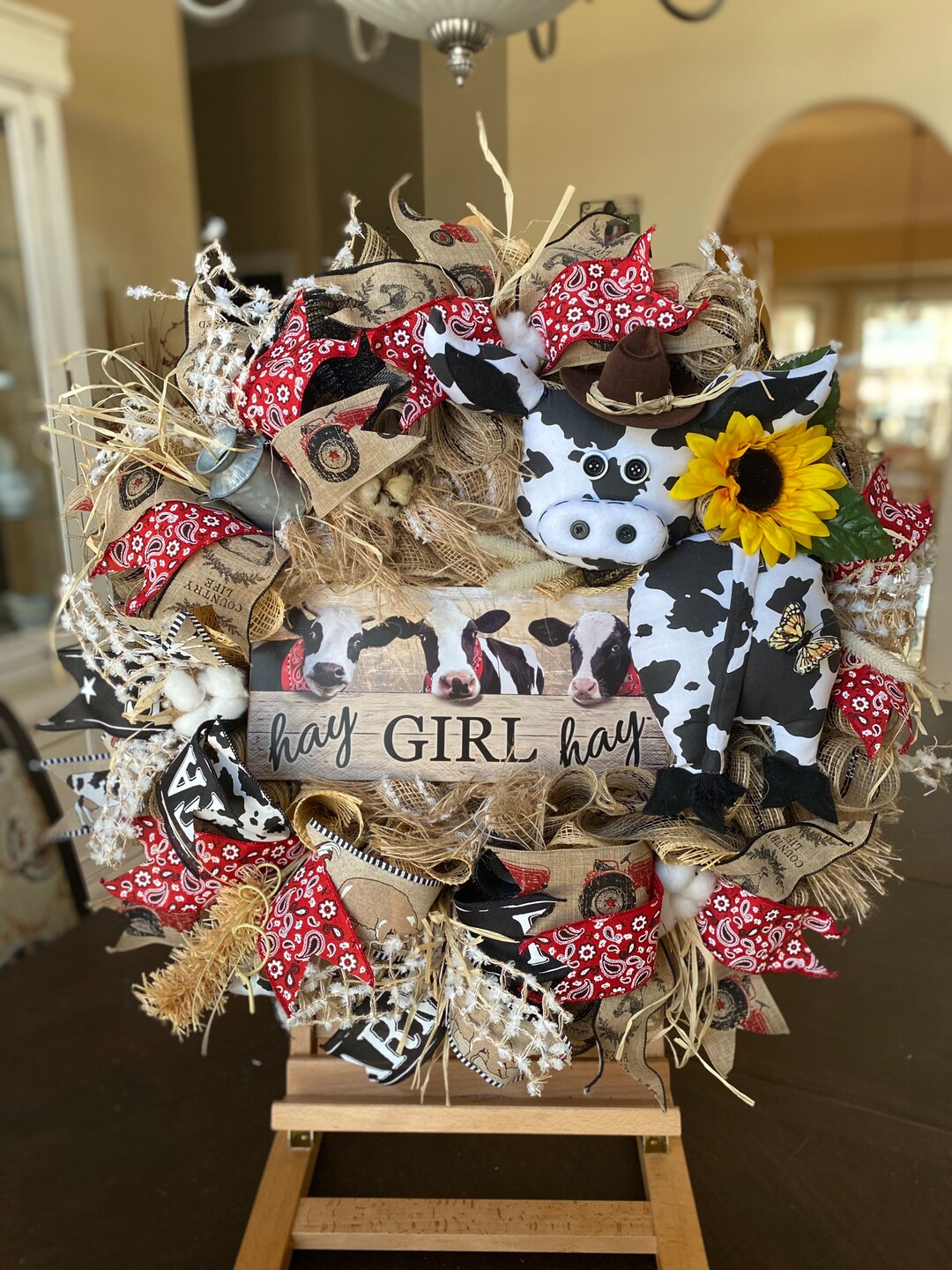 Farmhouse Cow Wreath, Farmhouse Swags, Farmhouse Wreath, Farmhouse ...