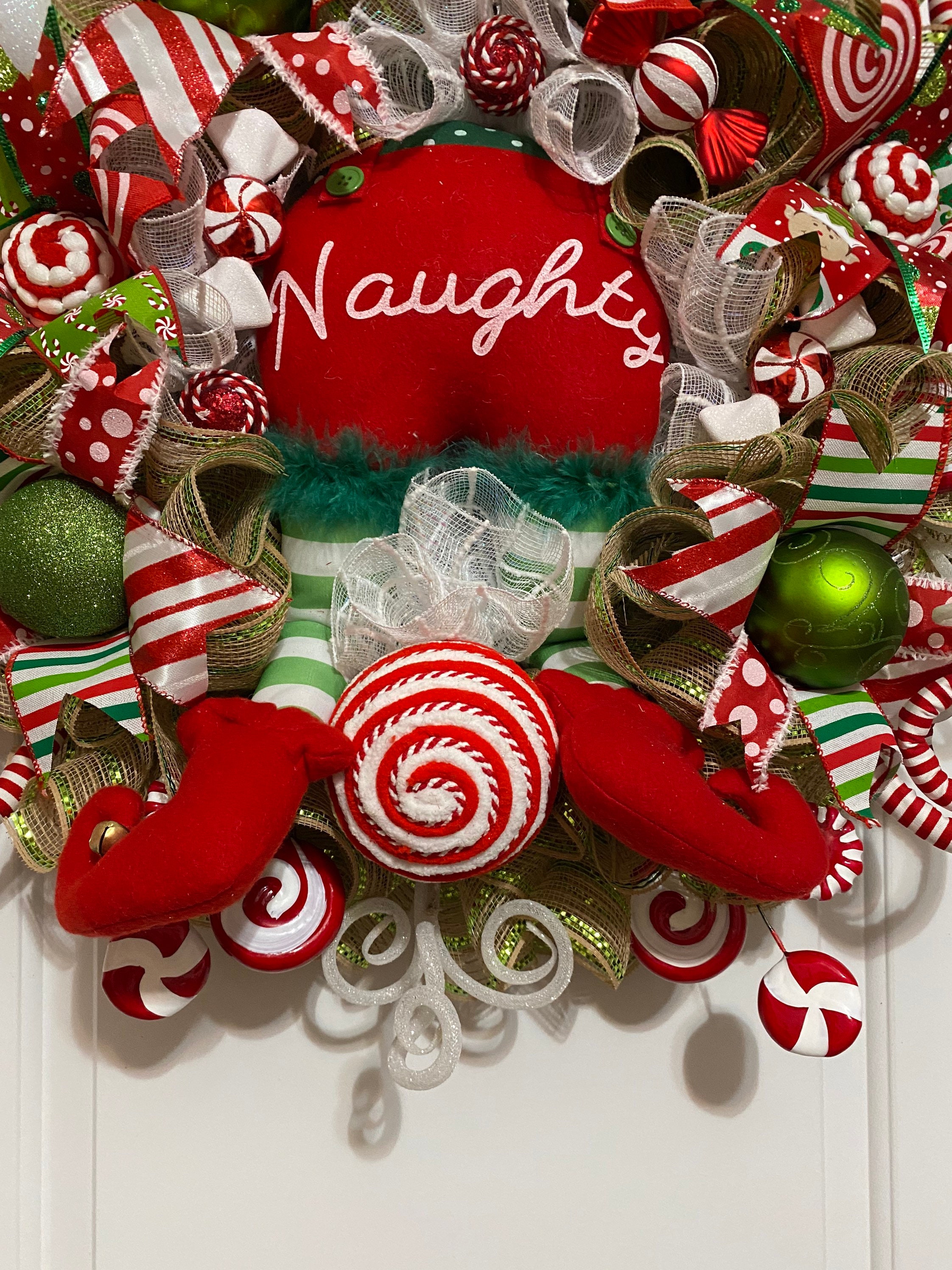 Naughty Elf Wreath, Elf Swag, Elf Decor, Christmas Wreath, Christmas ...