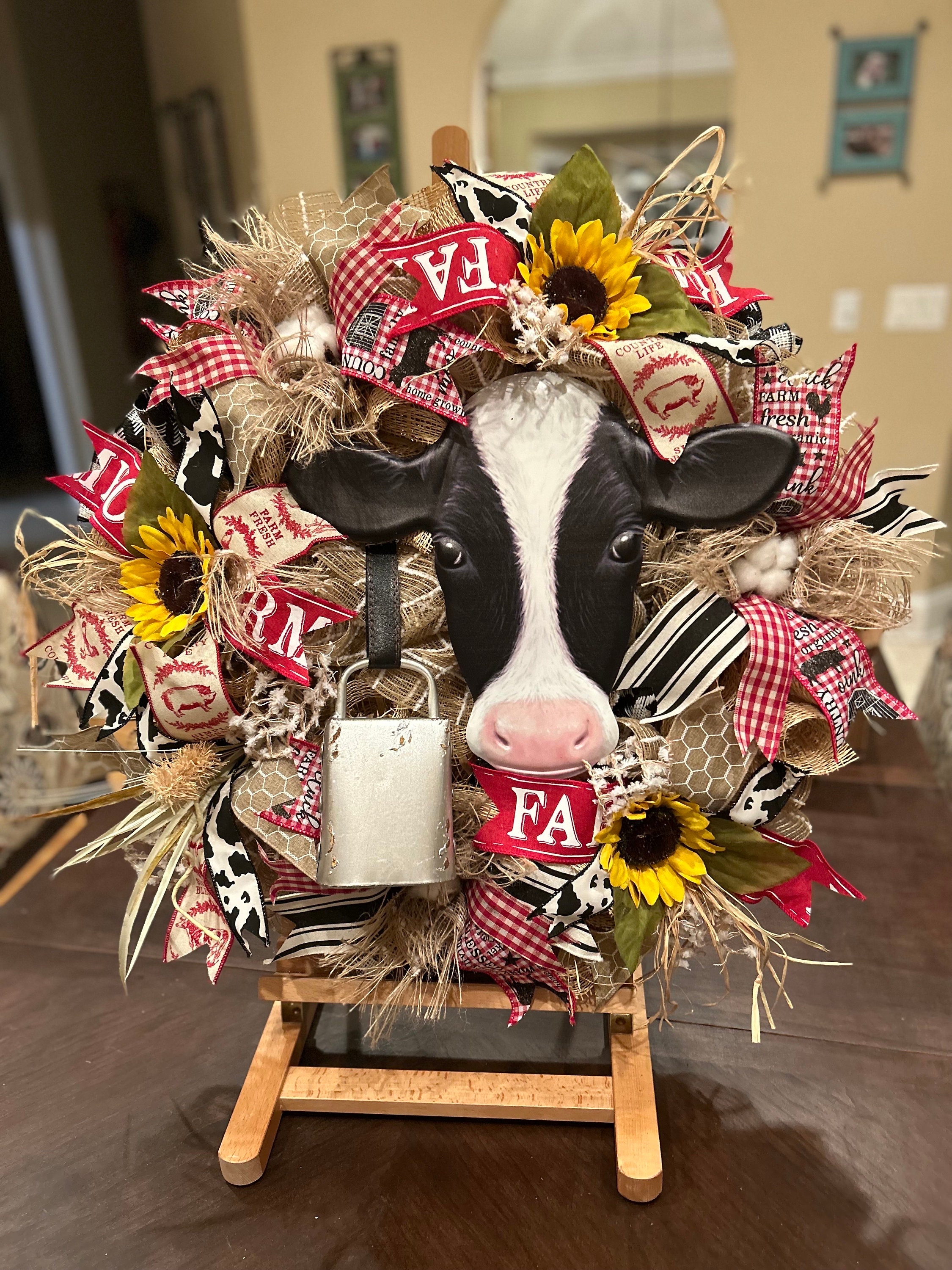 Farmhouse Cow Wreath, Farmhouse Swags, Farmhouse Wreath, Farmhouse ...