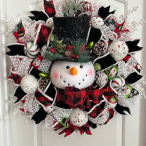Snowman Wreath, Snowman Swag, Snowman Decorations, Snowman Decor ...