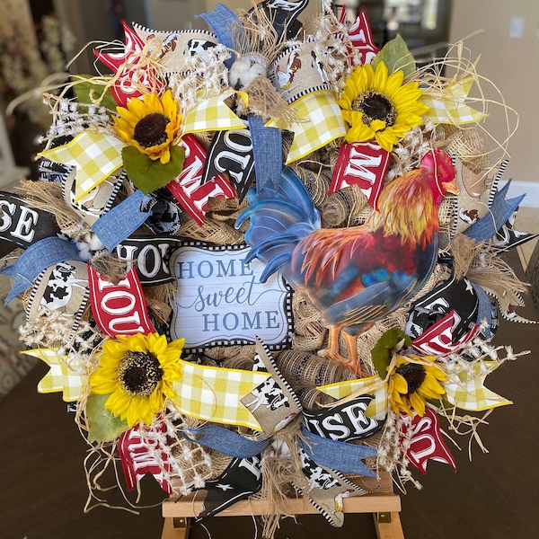 Rooster Wreath - Etsy