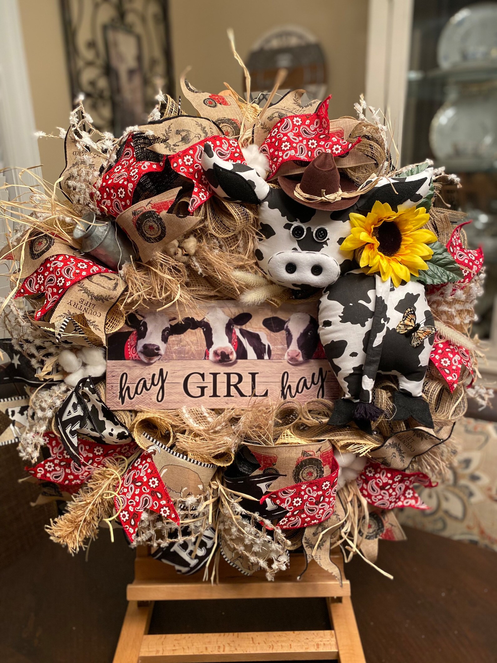 Farmhouse Cow Wreath, Farmhouse Swags, Farmhouse Wreath, Farmhouse ...