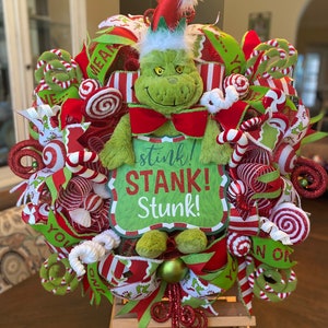 Grinch Inspired Wreaths, Grinch Swags, Grinch Decor, Grinch Decorations ...