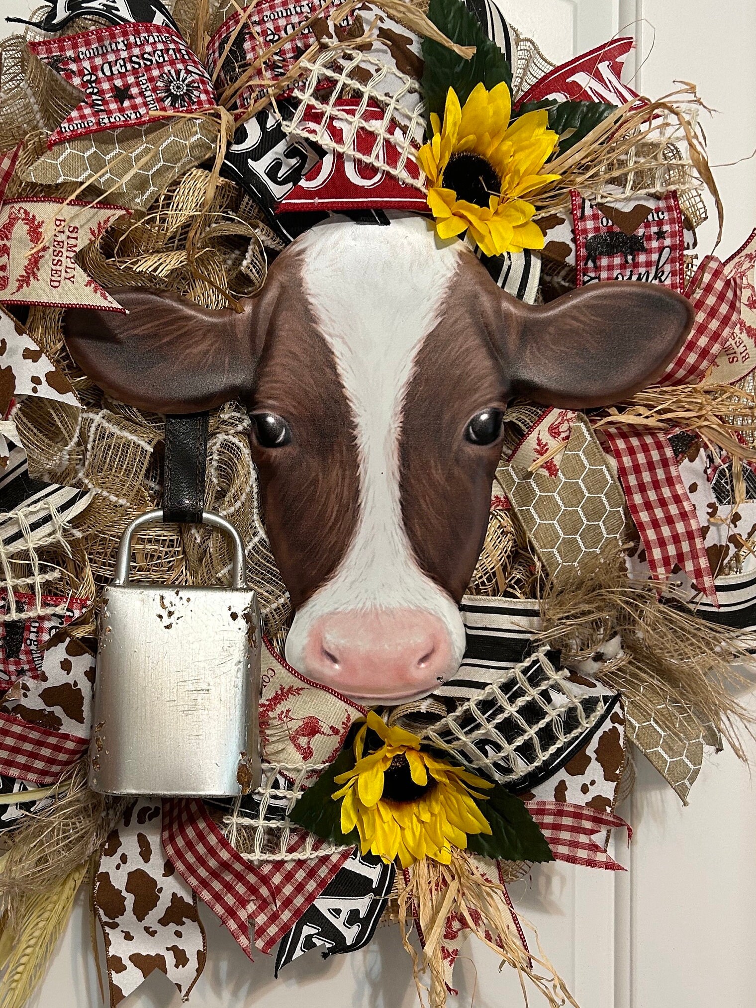 Farmhouse Cow Wreath, Farmhouse Swags, Farmhouse Wreath, Farmhouse ...