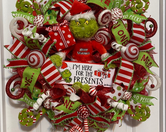 Grinch Inspired Christmas Wreath, the Grinch, Christmas Wreath, Grinch ...