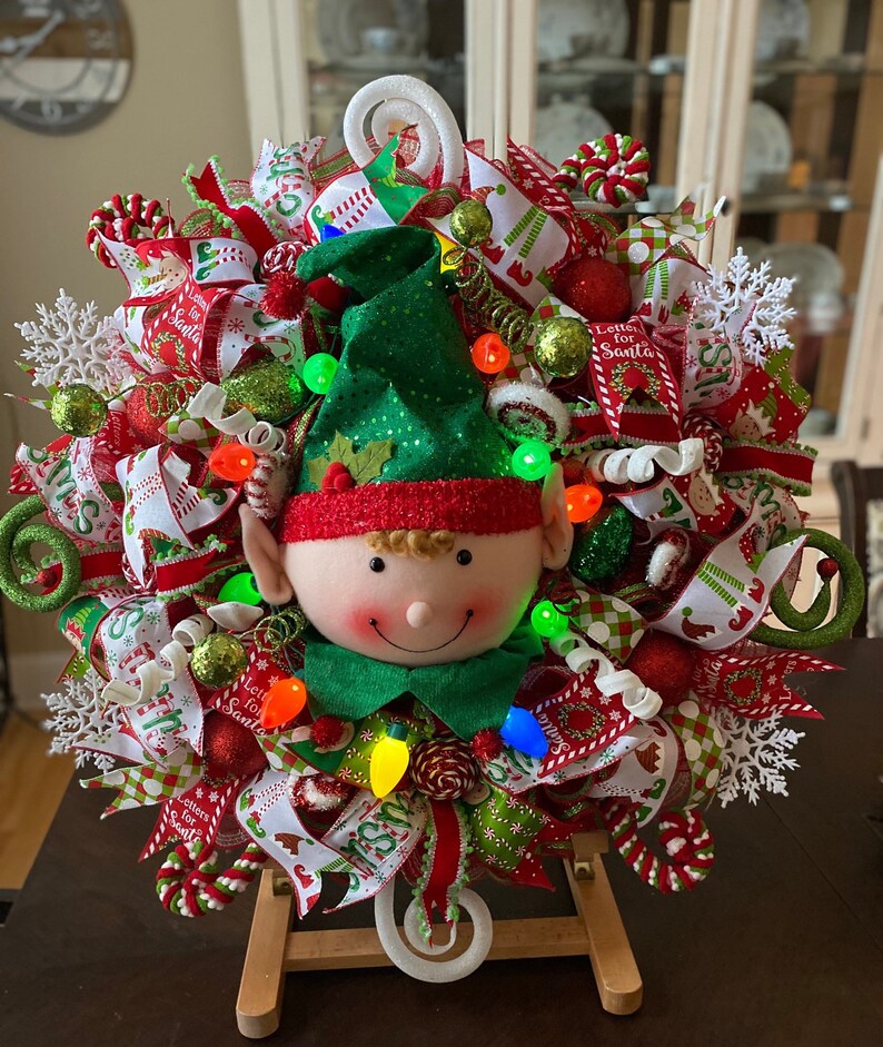Elf Wreath, Elf Swag, Elf Decor, Elf Decorations, Grinch Wreath ...