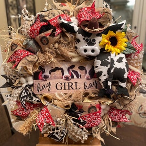 Farmhouse Cow Wreath, Farmhouse Swags, Farmhouse Wreath, Farmhouse ...