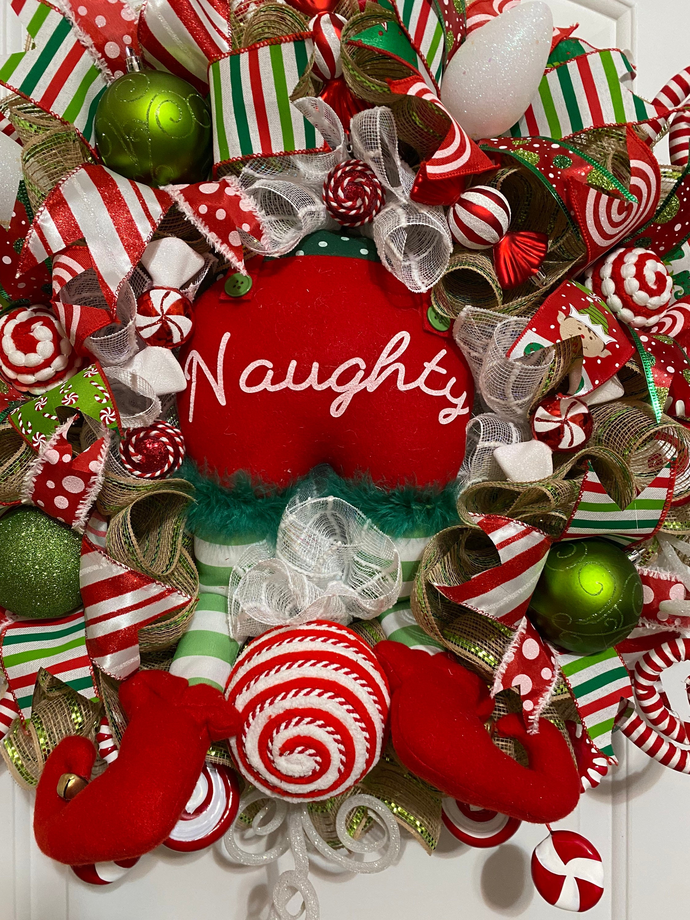 Naughty Elf Wreath, Elf Swag, Elf Decor, Christmas Wreath, Christmas ...