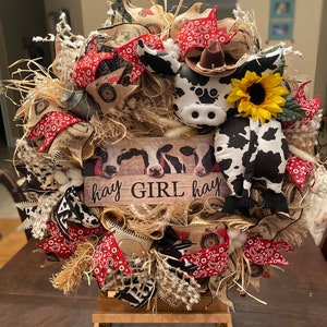 Farmhouse Cow Wreath, Farmhouse Swags, Farmhouse Wreath, Farmhouse ...