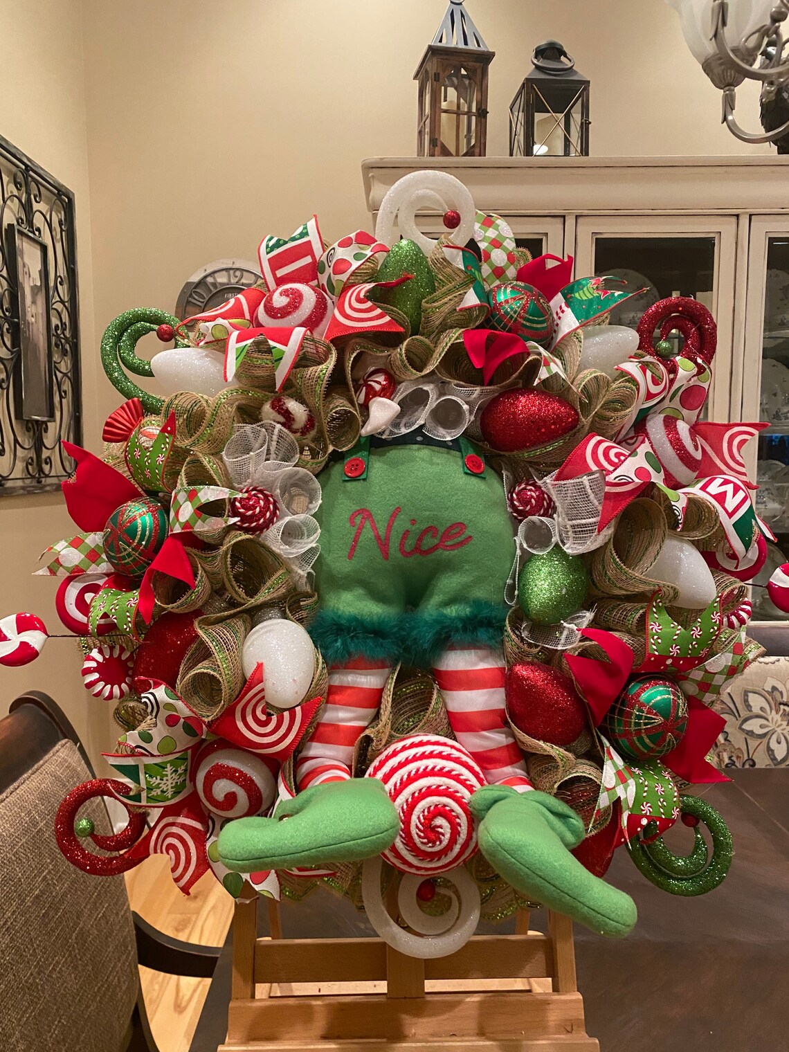 Nice Elf Wreath Christmas Elf Wreath Elf Swag Elf - Etsy