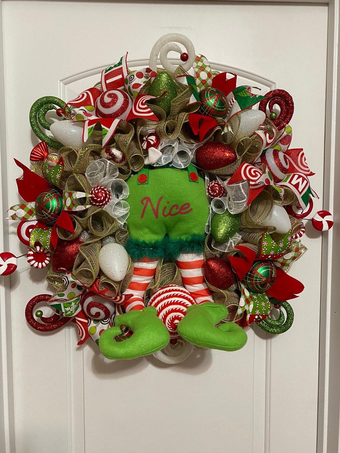 Nice Elf Wreath Christmas Elf Wreath Elf Swag Elf | Etsy