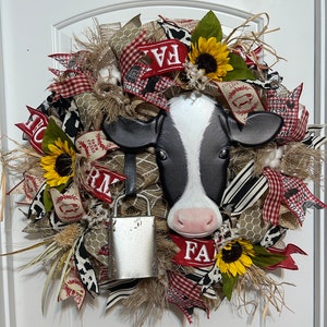 Farmhouse Cow Wreath, Farmhouse Swags, Farmhouse Wreath, Farmhouse ...