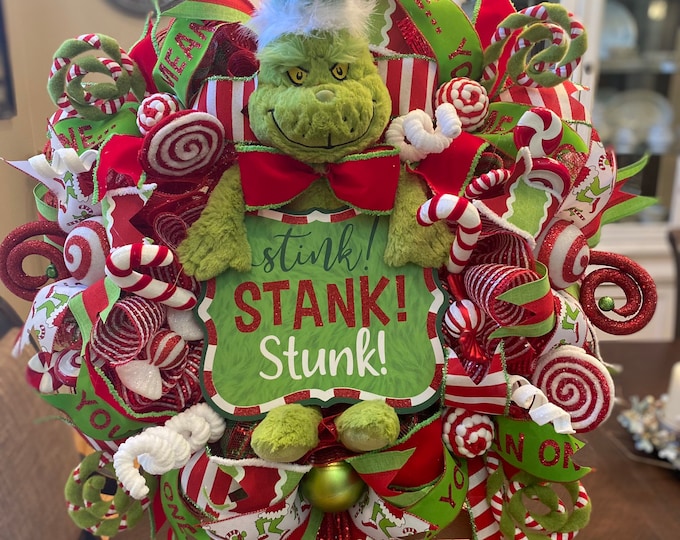 Grinch Inspired Wreaths, Grinch Swags, Grinch Decor, Grinch Decorations ...