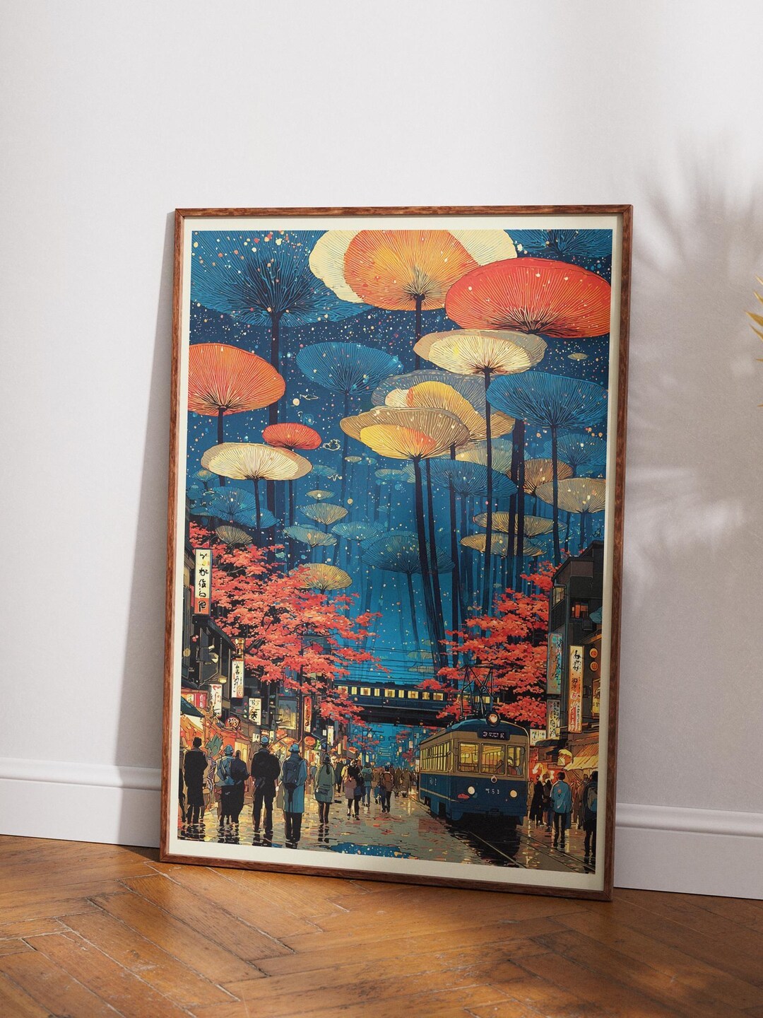 Tokyo Shroom City - Vintage Japanese Wall Art - Trippy Psychedelic ...