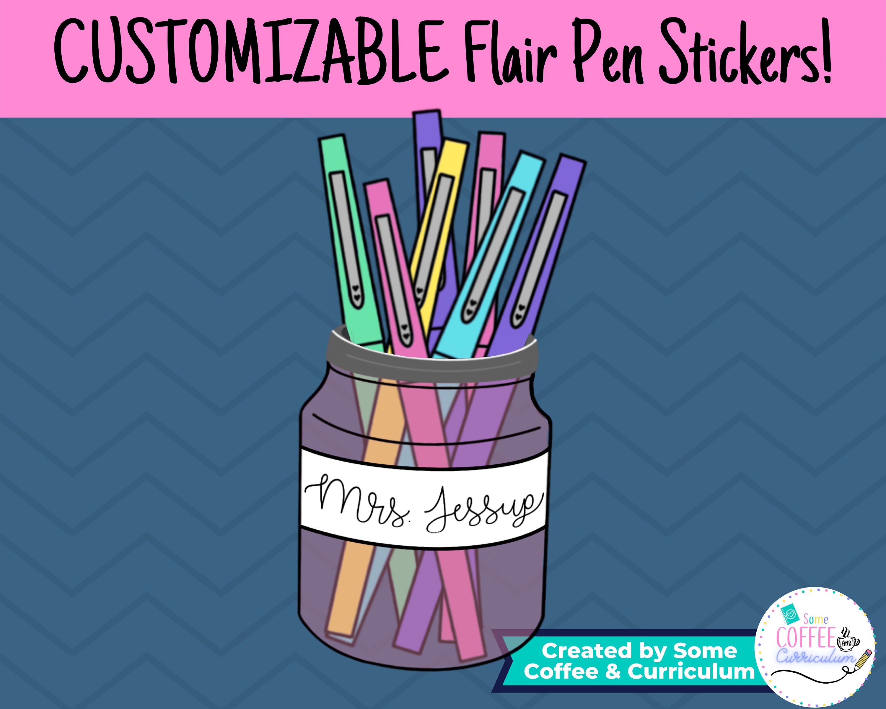 CUSTOMIZABLE Flair Pen Stickers Teacher Stickers Computer - Etsy