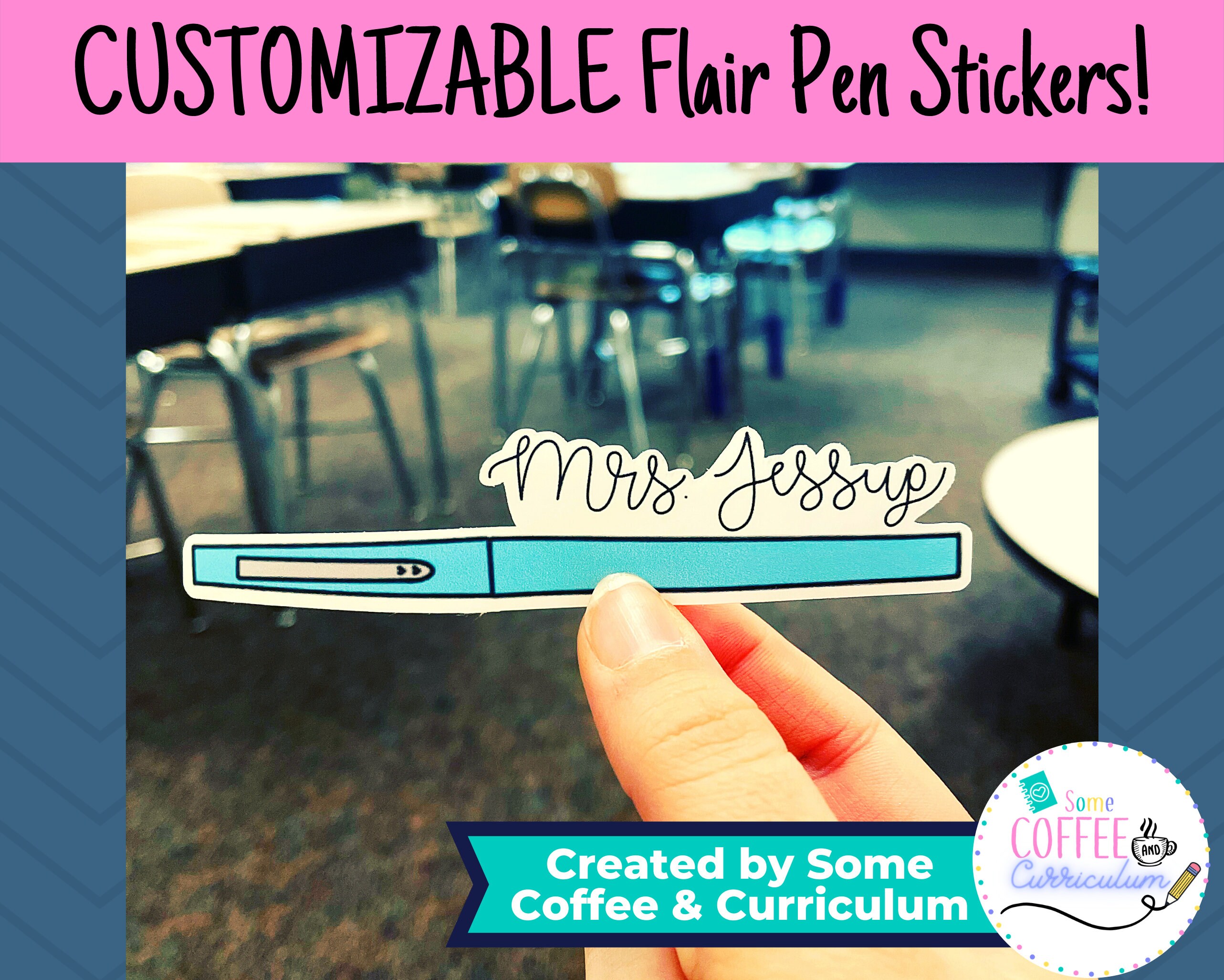 CUSTOMIZABLE Flair Pen Stickers Teacher Stickers Computer - Etsy