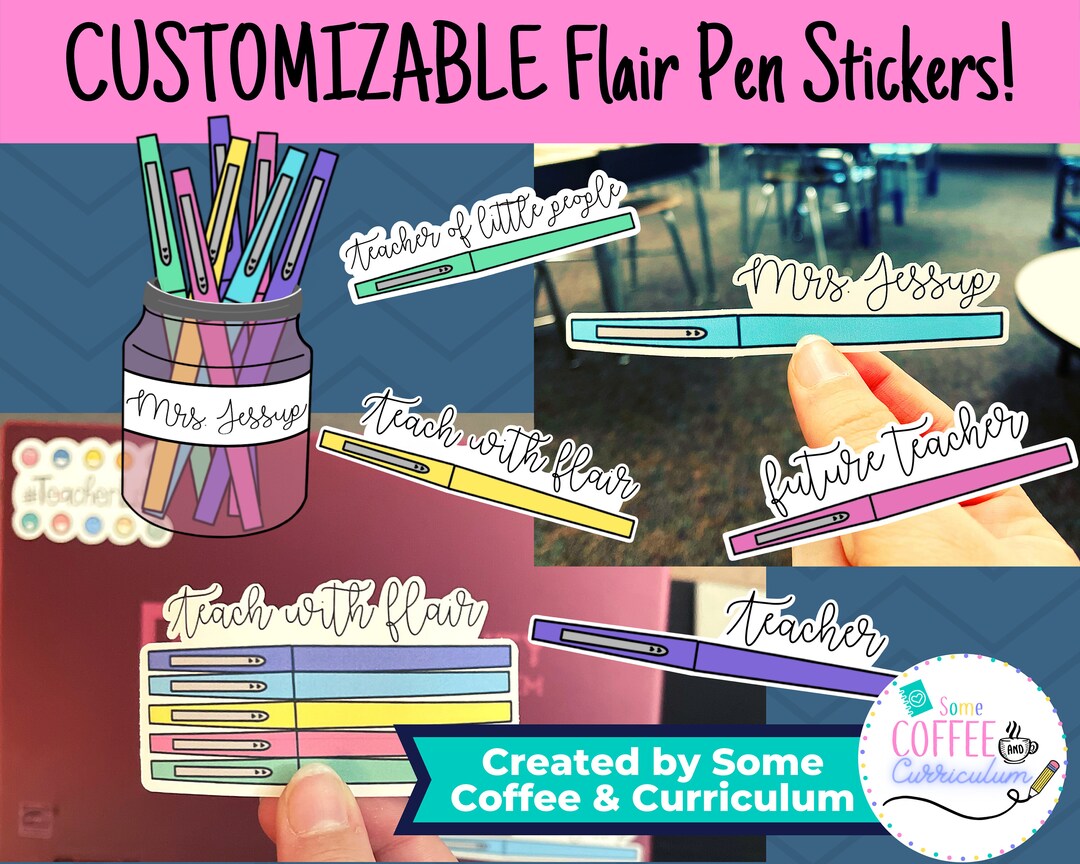CUSTOMIZABLE Flair Pen Stickers Teacher Stickers Computer - Etsy