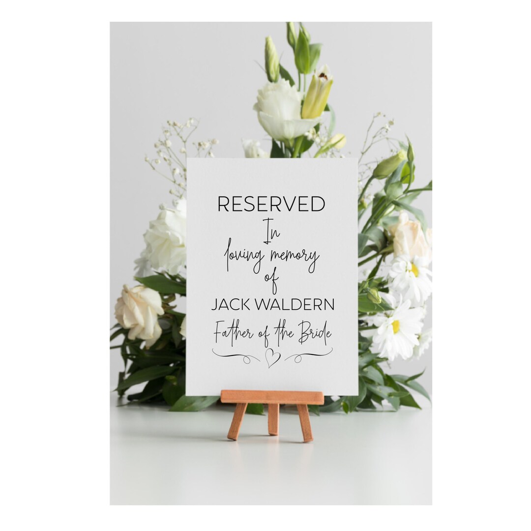 Reserved in Loving Memory Wedding Christmas Table A4 Print Printable ...