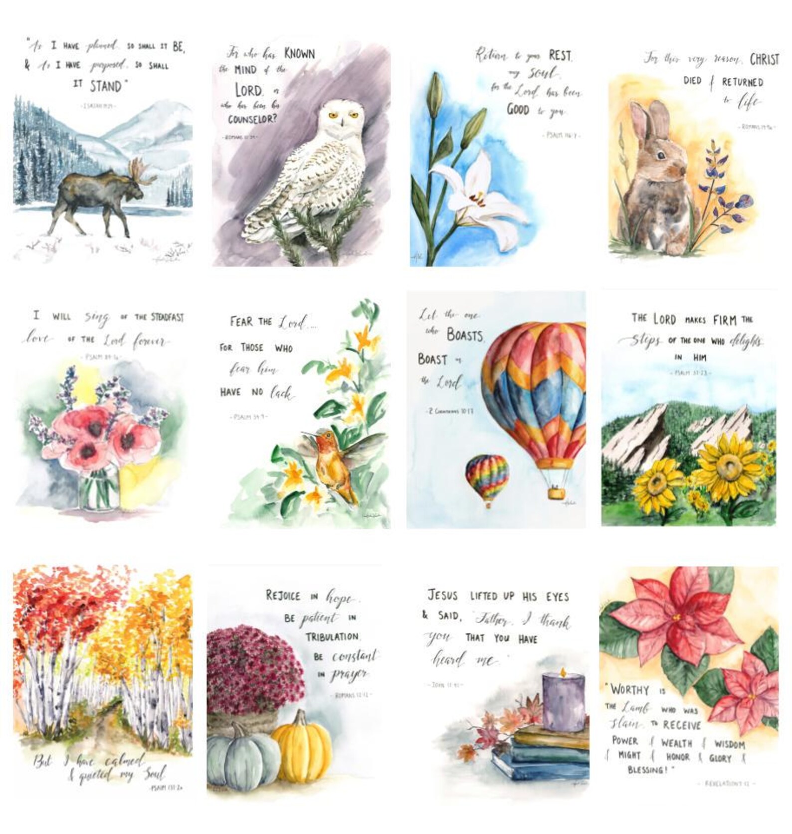 2025 Watercolor Wall Calendar With Original Artwork and Bible Scripture ...