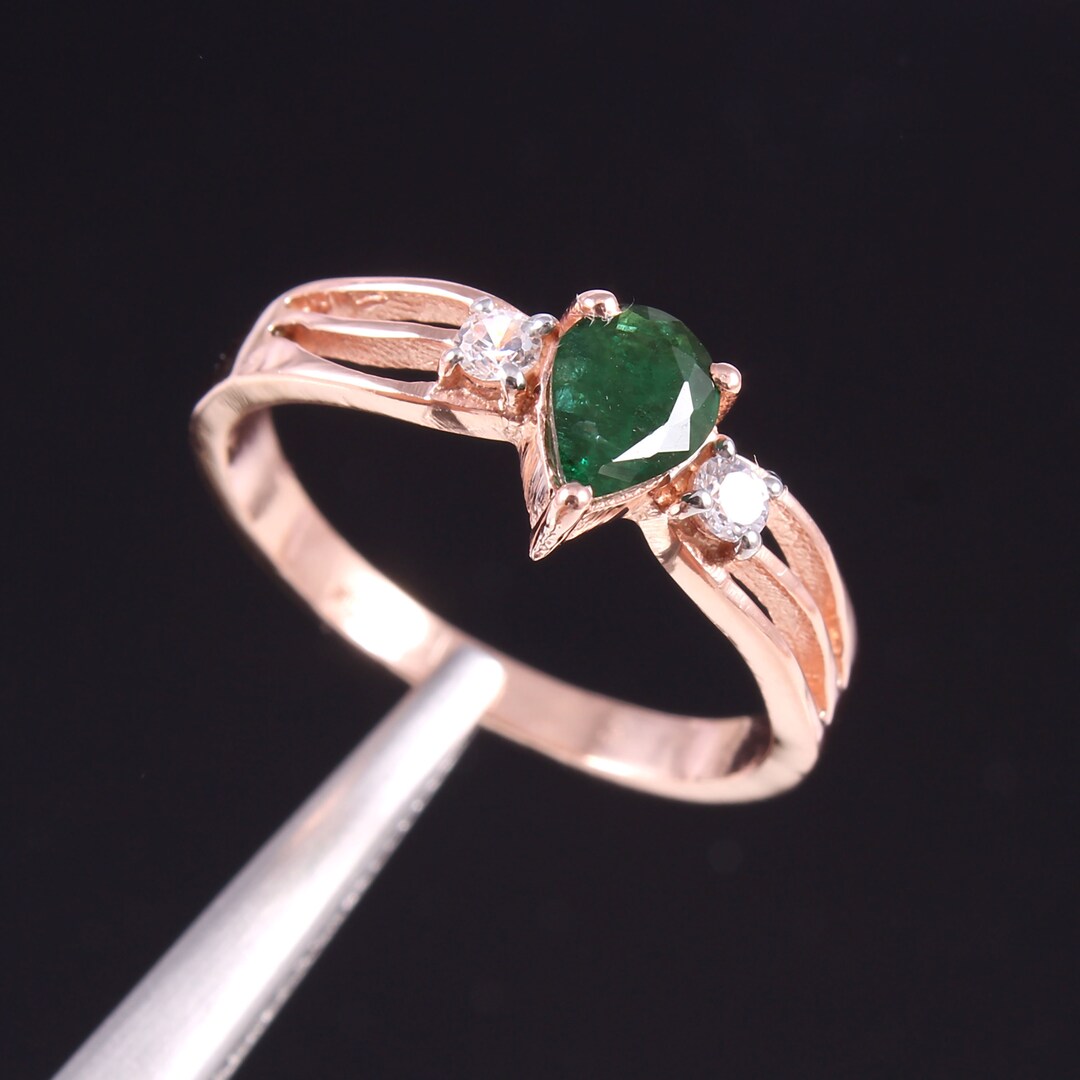 Smaragd Ring Ring Natürlicher Smaragd Ring Sterling Silber Ring Smaragd ...