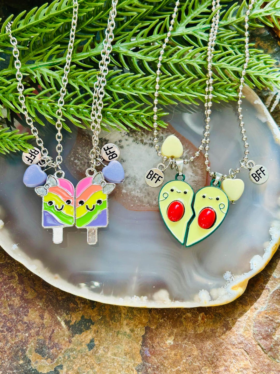 Best Friend Magnetic Charm Necklace Set, Kids Heart Love Friendship ...
