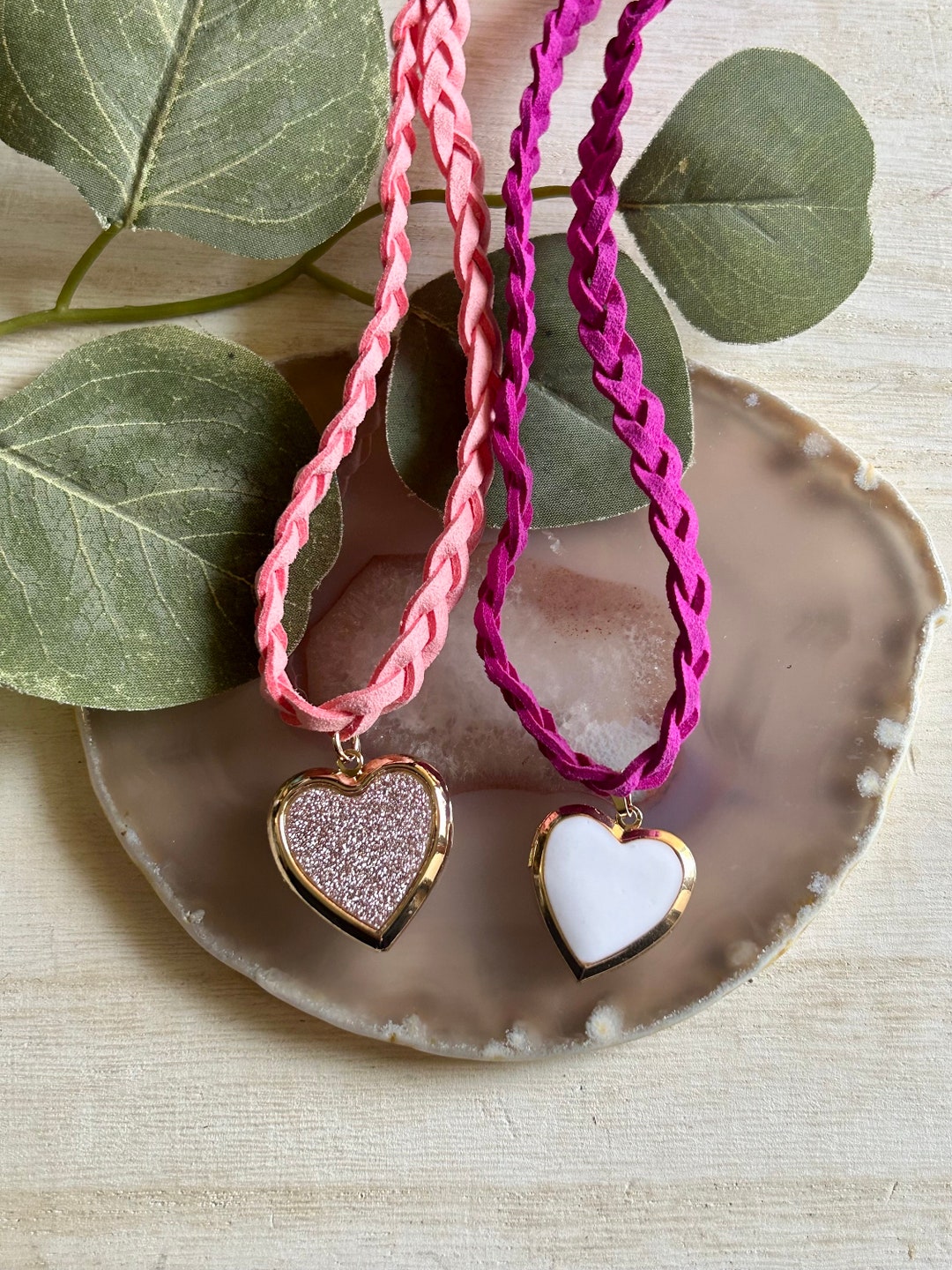 Girls Pink Necklace, Girls Heart Locket Necklace - Etsy