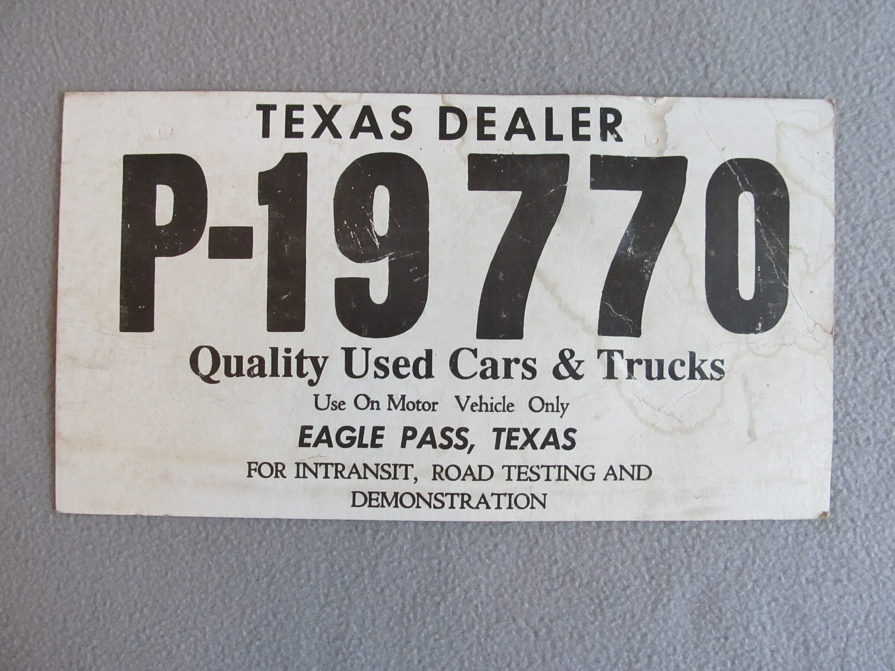 Texas Dealer Plate - Cardboard - Eagle Pass, TX - Etsy