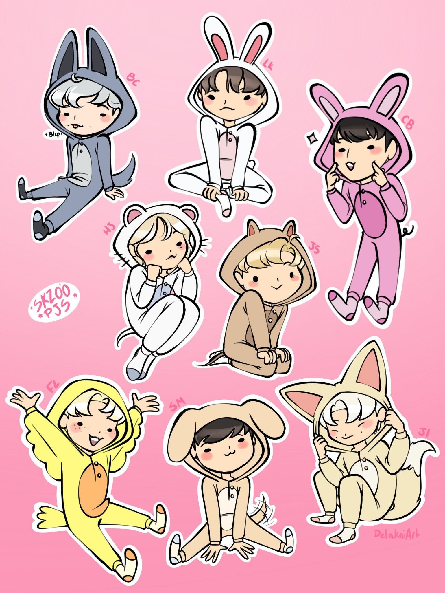 Stray Kids Skzoo Pjs Kpop Stickers | Etsy